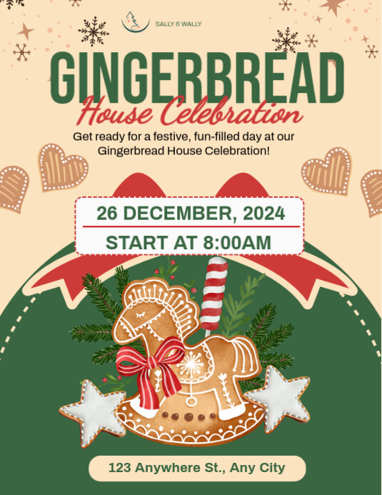Copy of Aqua Pastel Gingerbread House Celebration Flyer (us Letter ...