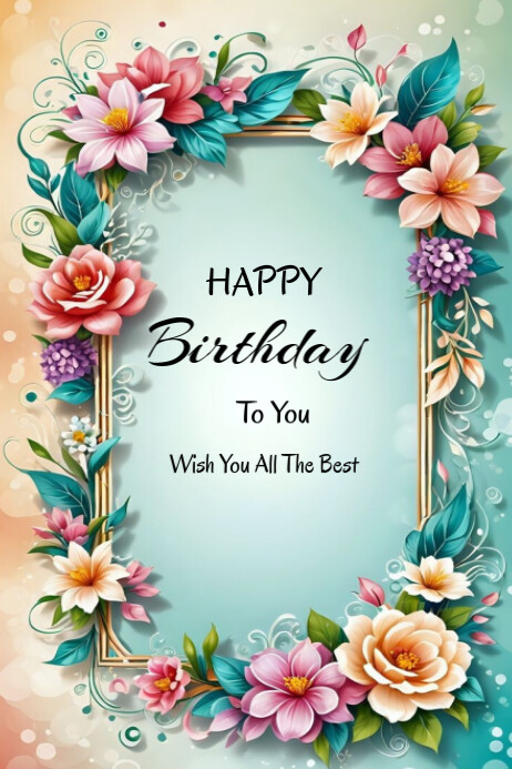 Modèle Aqua Pastel Happy Birthday To You Poster | PosterMyWall