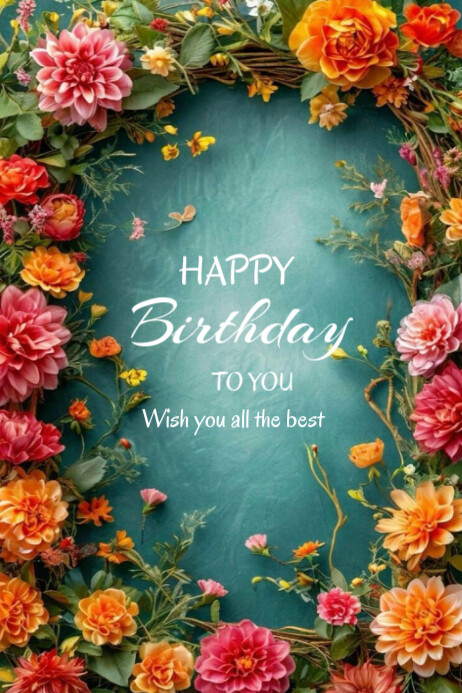 Aqua Pastel Happy Birthday To You Poster Template | PosterMyWall