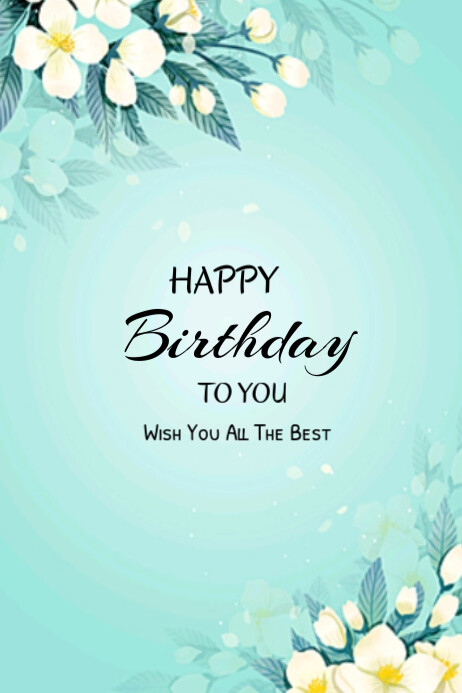 Aqua Pastel Happy Birthday To You Poster Template | PosterMyWall
