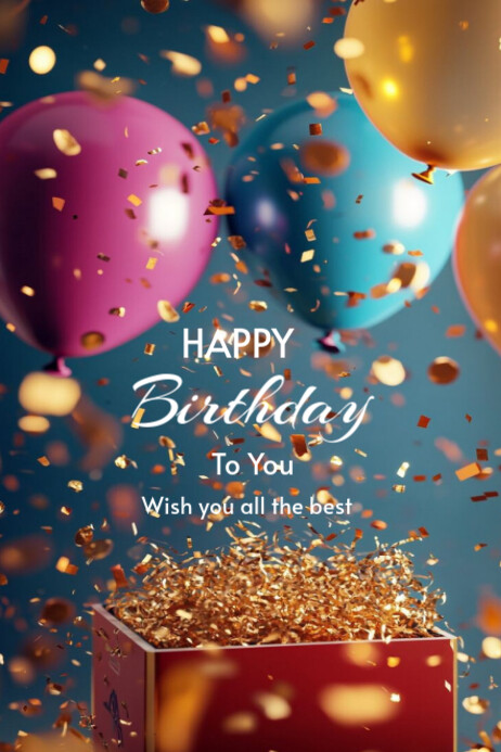 Aqua Pastel Happy Birthday To You Poster Template | PosterMyWall