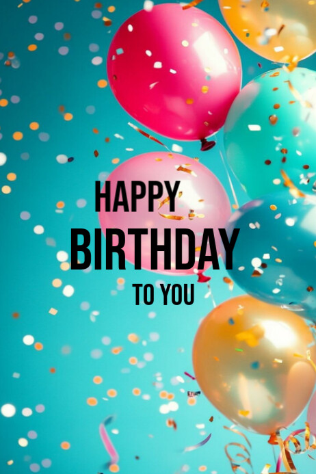 Aqua Pastel Happy Birthday To You Poster Template | PosterMyWall