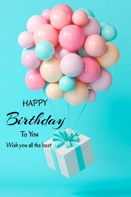 Copy of Aqua Pastel Happy Birthday To You Poster | PosterMyWall