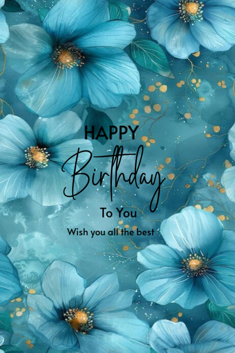 Aqua Pastel Happy Birthday To You Poster Templat | PosterMyWall