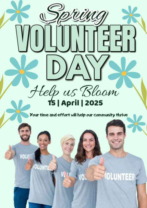 Copia de Aqua Pastel Spring Volunteer Day A4 | PosterMyWall
