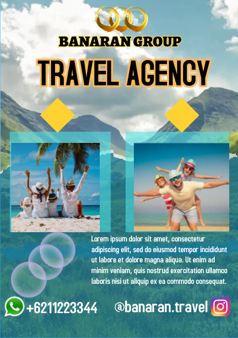 Aqua Pastel Travel Agency A4 Template | PosterMyWall