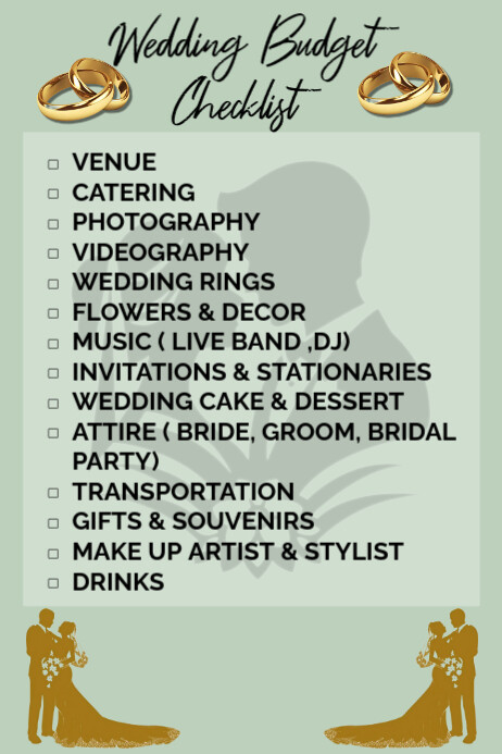 Aqua Pastel Wedding Checklist Poster Template | PosterMyWall