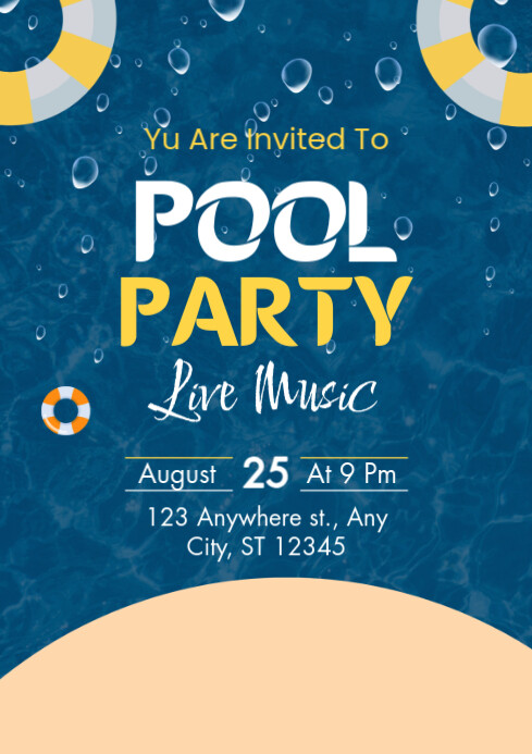 Aqua Pool Party A4 Template | PosterMyWall