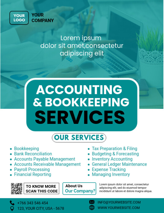 Aqua Professional Accounting And Bookkeeping Flyer (us Letter) Template ...