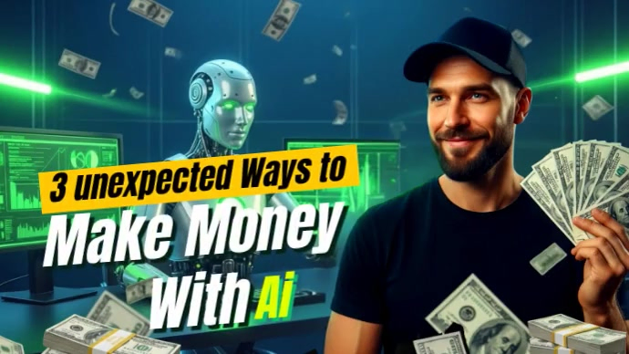 Aqua Professional Ai Money Thumbnail Template | PosterMyWall