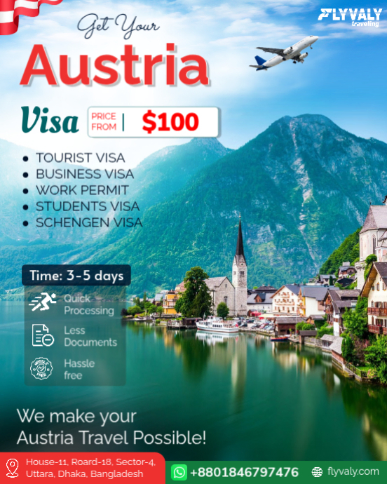 Aqua Professional Austria Visa Processing Ads Design Template Instagram ...
