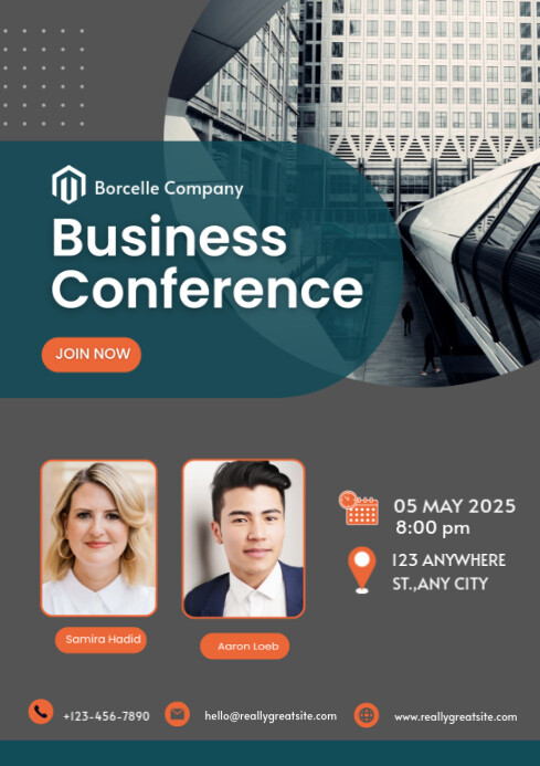 Aqua Professional Business Conference Post A4 Templat | PosterMyWall