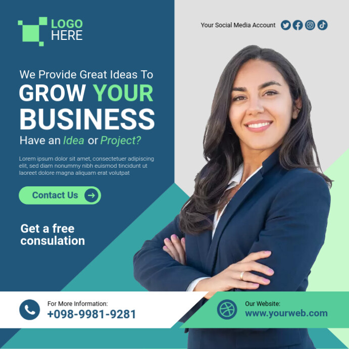 Aqua Professional Business Poster Flyer Insta Template | PosterMyWall