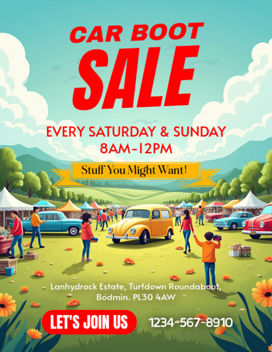 Copy of Aqua Professional Car Boot Sale Flyer (us Letter) | PosterMyWall