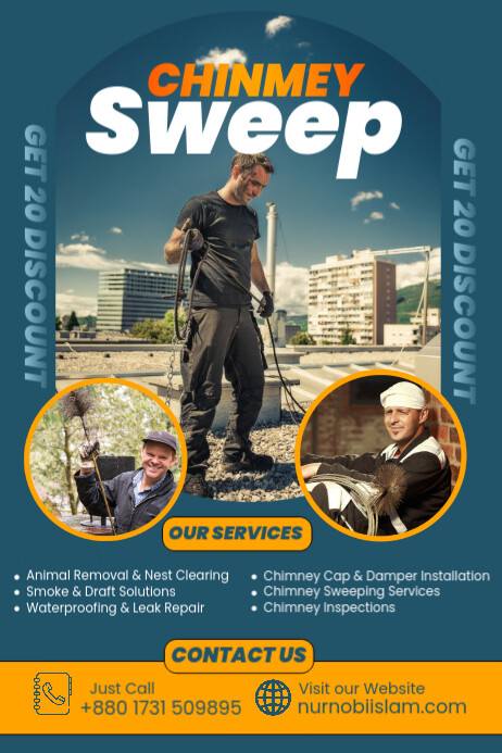 Plantilla de Aqua Professional Chimney Sweep Poster | PosterMyWall
