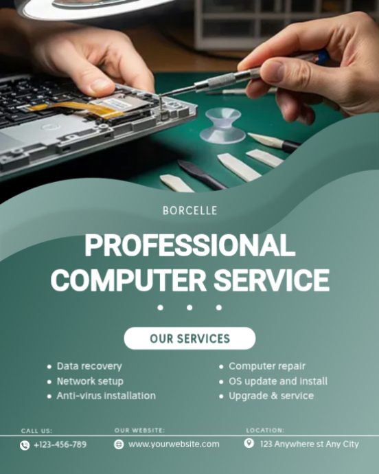 Aqua Professional Computer Repairing Service Ad Flyer Instagram ...