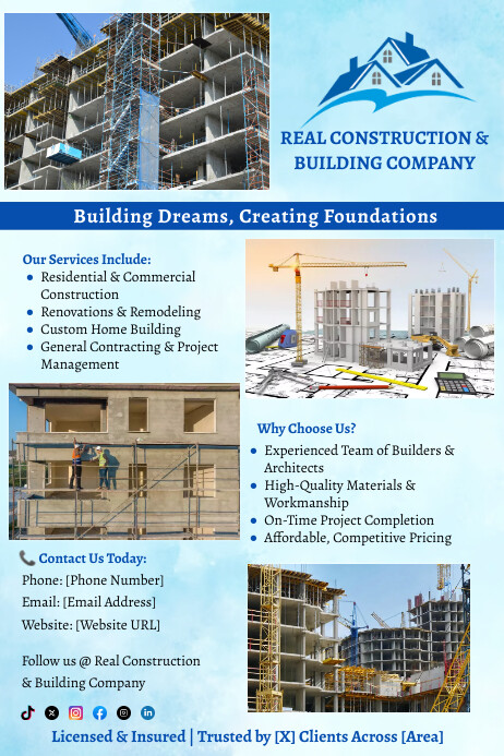 Copy of Aqua Professional Construction & Building Com | PosterMyWall