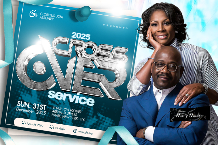 Copy of Aqua Professional Crossover Service Flyer, New Year Eve Church ...