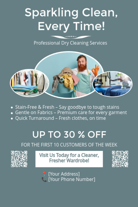 Dry Cleaning Ad With Offer Of Discount Template Poster | PosterMyWall