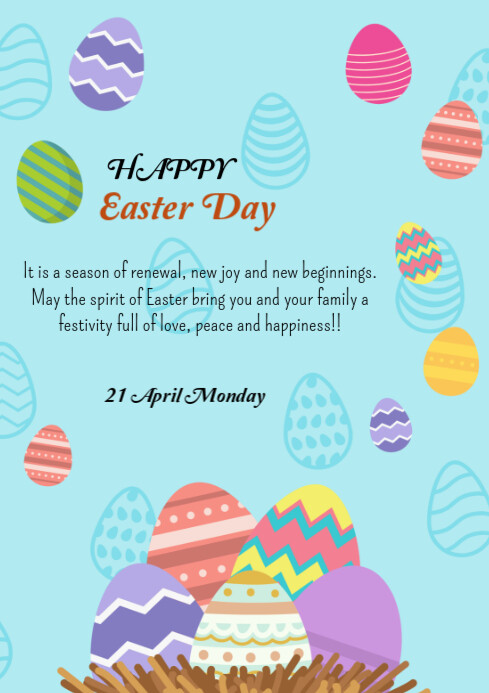 Aqua Professional Easter Day A4 Template | PosterMyWall