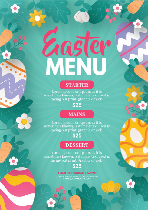Copy of Aqua Professional Easter Egg Hunt Food Menu Template A4 ...