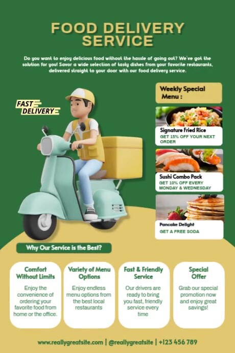 Aqua Professional Food Delivery Service Poster Poster Template ...