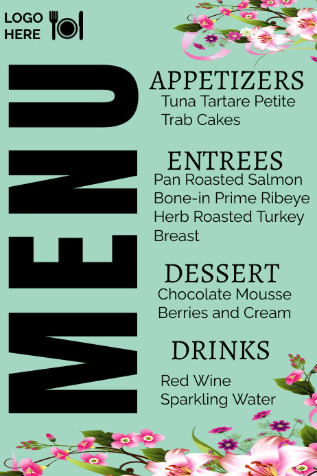 Plantilla de Aqua Professional Food Menu Poster | PosterMyWall