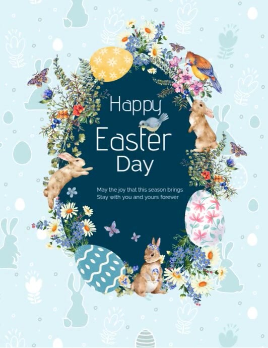 Aqua Professional Happy Easter Greetings Flyer (us Letter) Template ...