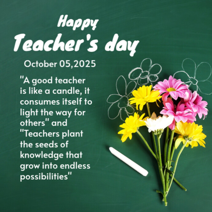 Plantilla de Aqua Professional Happy Teacher's Day October 5th 2025 ...