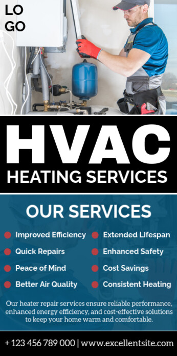 Copy of Aqua Professional Hvac Heating Services Roll Up Banner 3' × 6 ...