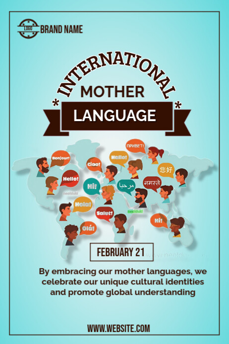 Aqua Professional International Mother Language Poster Template ...