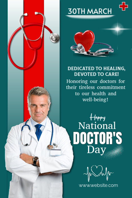 Aqua Professional National Doctor's Day Poster Template | PosterMyWall