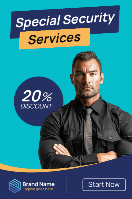 Aqua Professional Security Company Poster Template | PosterMyWall