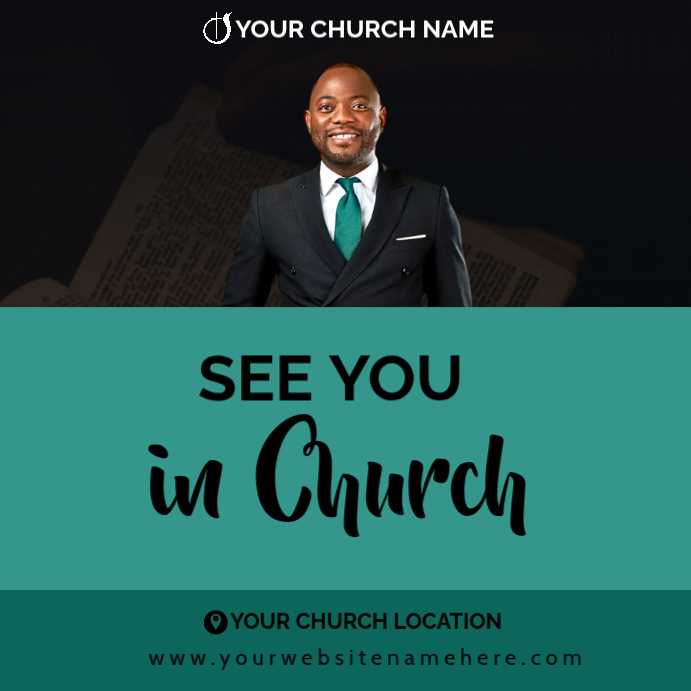 Aqua Professional See You In Church Instagram Post Template | PosterMyWall