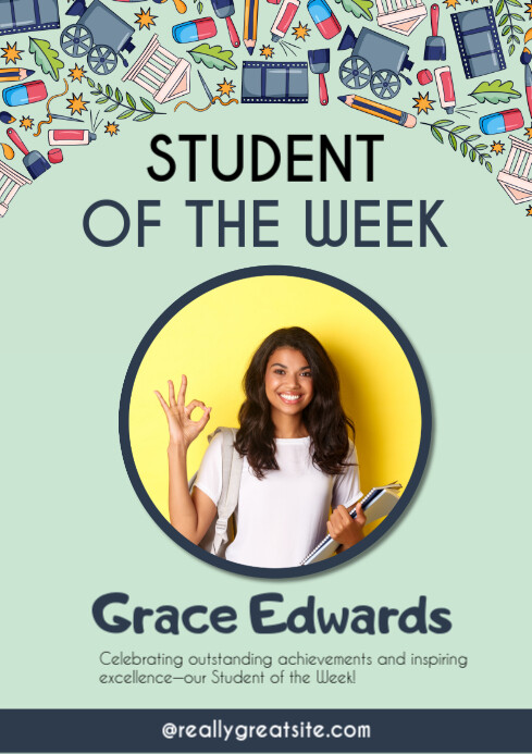 Aqua Professional Student Of The Week Poster Template A2 | PosterMyWall