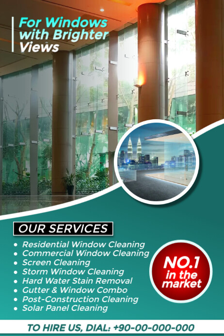 Aqua Professional Windows Cleaning Services Poster Template | PosterMyWall