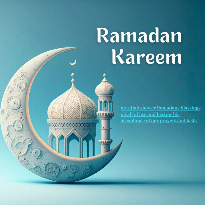 Aqua Ramadan Kareem Instagram Post Template | PosterMyWall