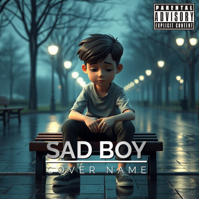 Aqua Sad Boy Album Cover Album Cover Template | PosterMyWall