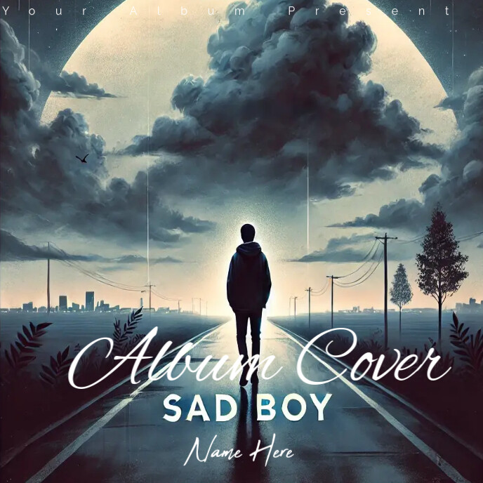 Aqua Sad Boy Album Cover Template | PosterMyWall