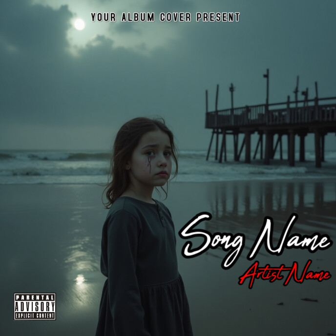 Aqua Sad Girl Album Cover Template | PosterMyWall