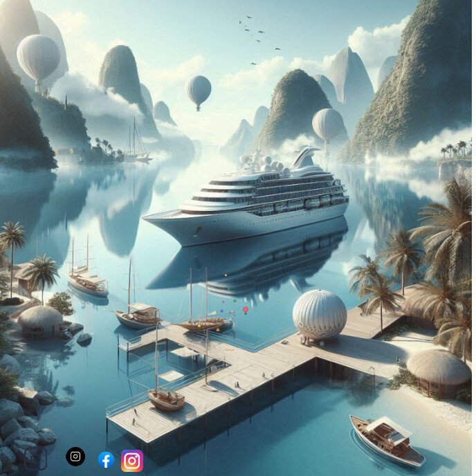 Plantilla de Aqua Sea And Boat Album Cover | PosterMyWall