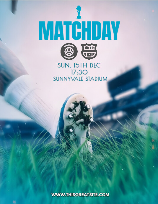 Aqua Simple Modern & Minimal Matchday Soccer Flyer (us Letter) Template ...