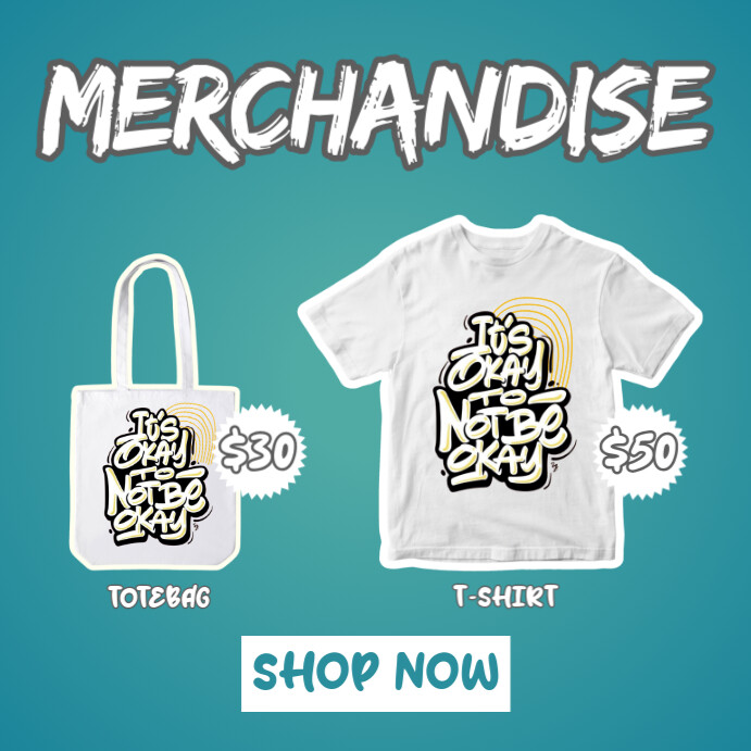 Aqua Tipografi Merchandise Pos Instagram Template | PosterMyWall