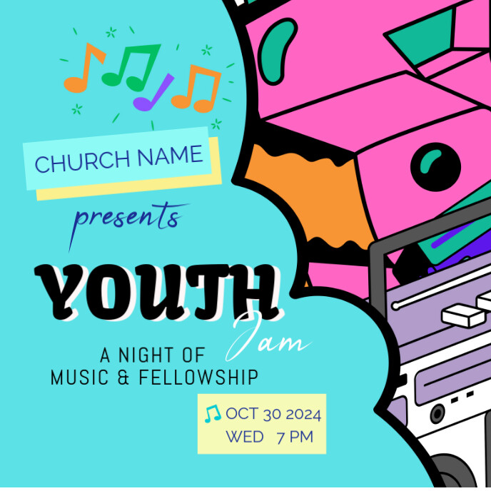 Aqua Typographic Aqua Blue Pink Album Cover Template | PosterMyWall