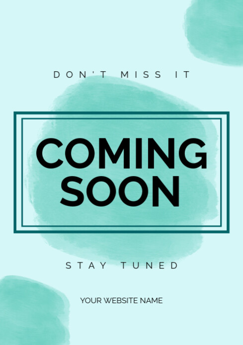 Aqua Typographic Coming Soon Announcement Notification Flyers A4 ...