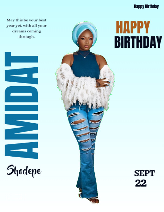 Aqua Typographic Happy Birthday Templates Fly | PosterMyWall