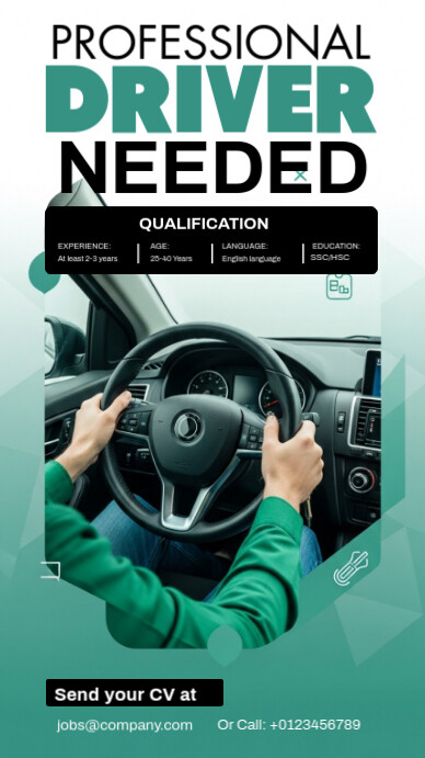 Aqua Typographic Hiring Driver Instagram Story Template | PosterMyWall
