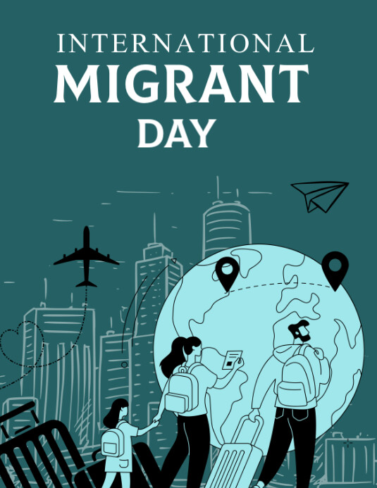Copy of Aqua Typographic International Migrant Day Flyer (us Letter ...