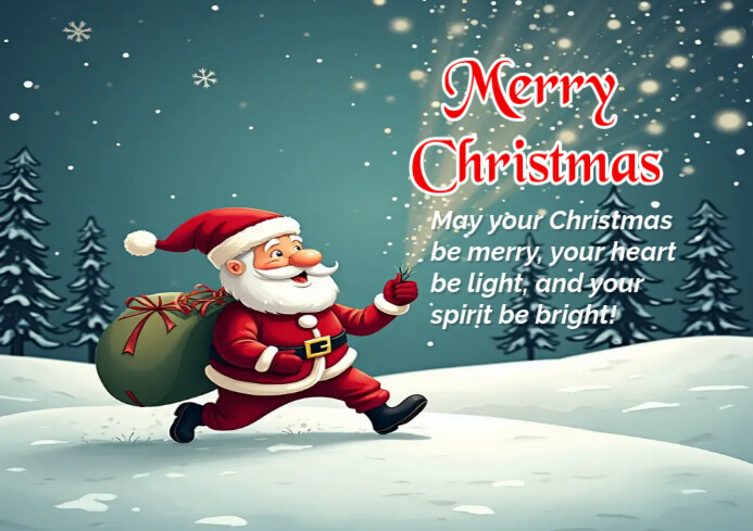 Aqua Typographic Merry Christmas Wishes Greeting Card Template A3 ...