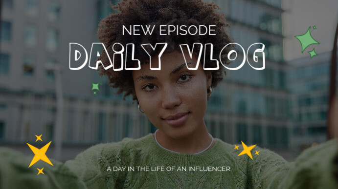 Aqua Typographic Vlog Youtube Thumbnail Template | PosterMyWall